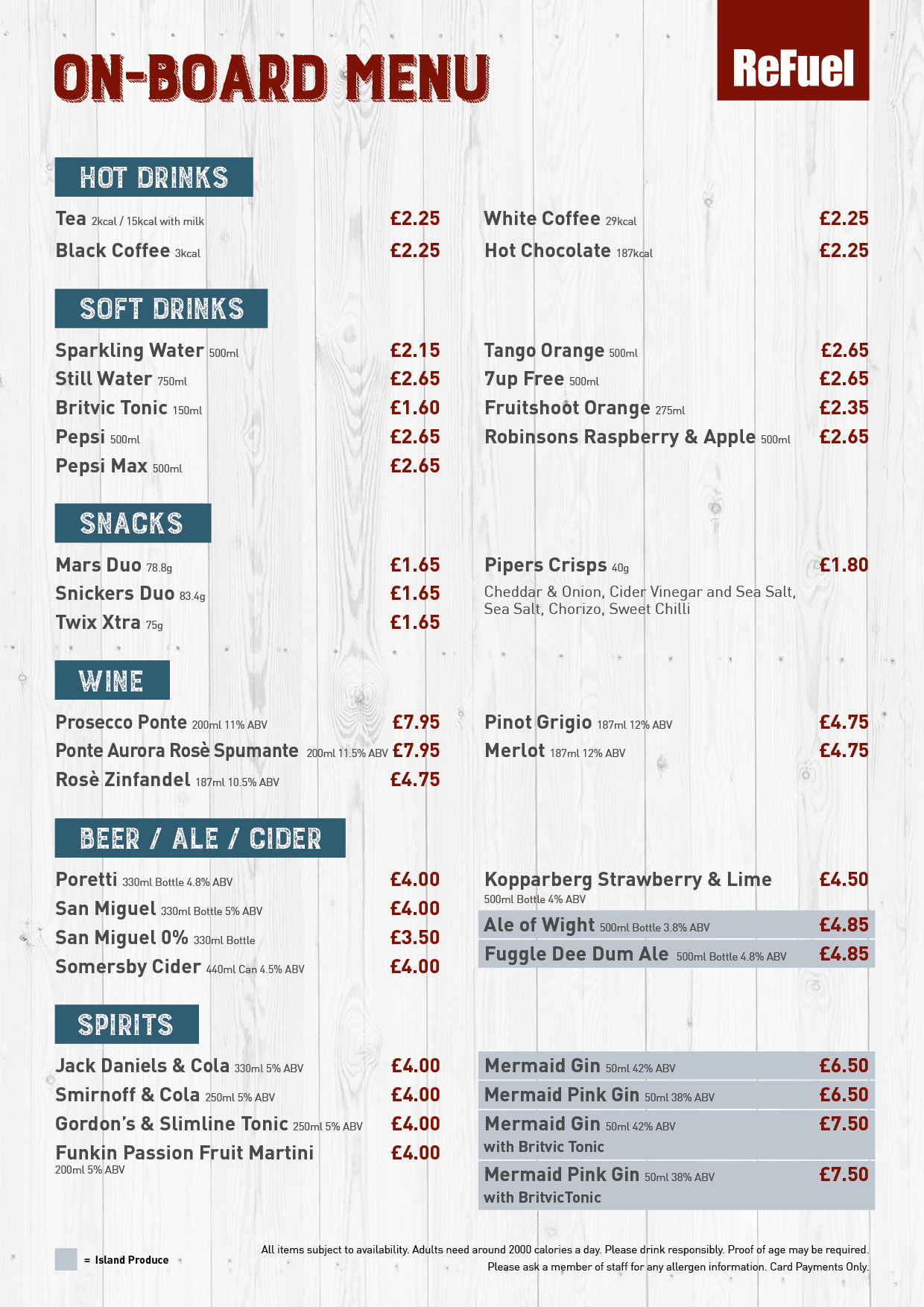 Red Jet Menu | Red Funnel Ferries