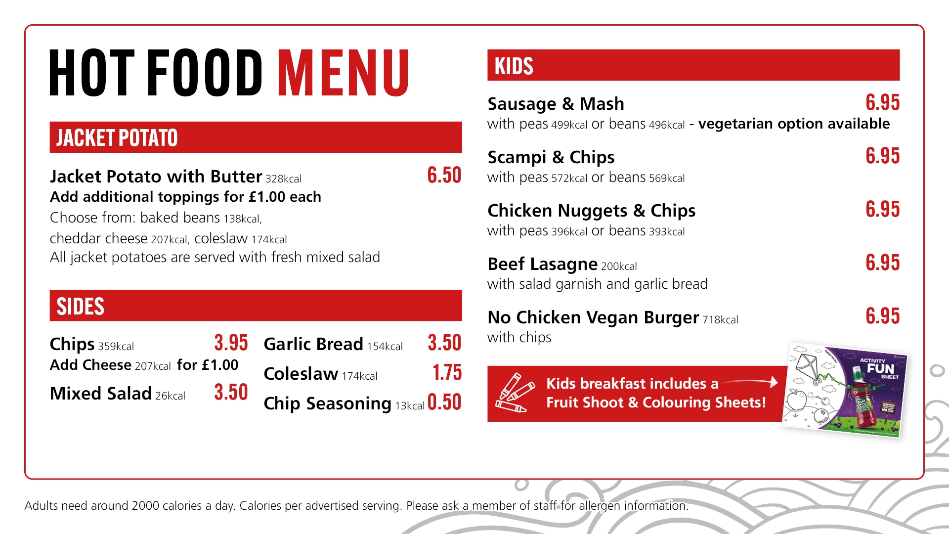 Onboard Menus | Red Funnel Ferries
